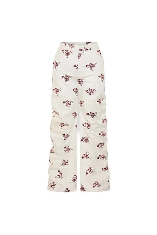 PCFG The Broderie Anglaise Edit High Waisted Embroidered Pants - White