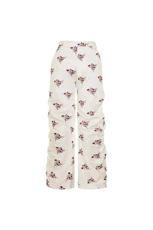 PCFG High-waisted Embroidered Wide-leg Pants