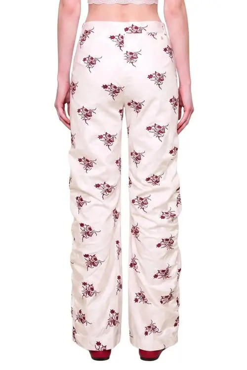 PCFG High-waisted Embroidered Wide-leg Pants