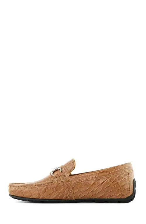 MARC JOSEPH NEW YORK Central Park Leather Slip-on Loafer With Buckle Detail - Cognac Croco