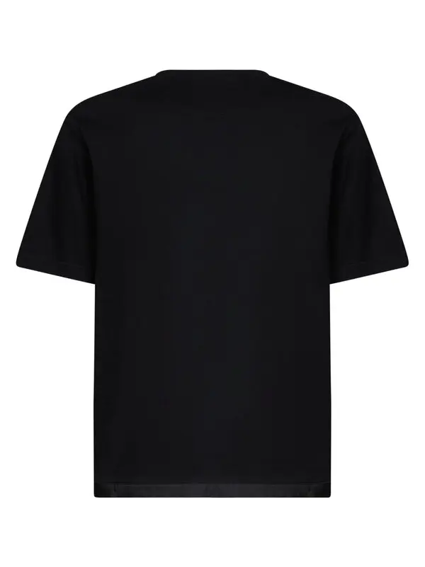Prada Abbigliamento Black Jersey And Re-nylon Crewneck T-shirt - Multicolor