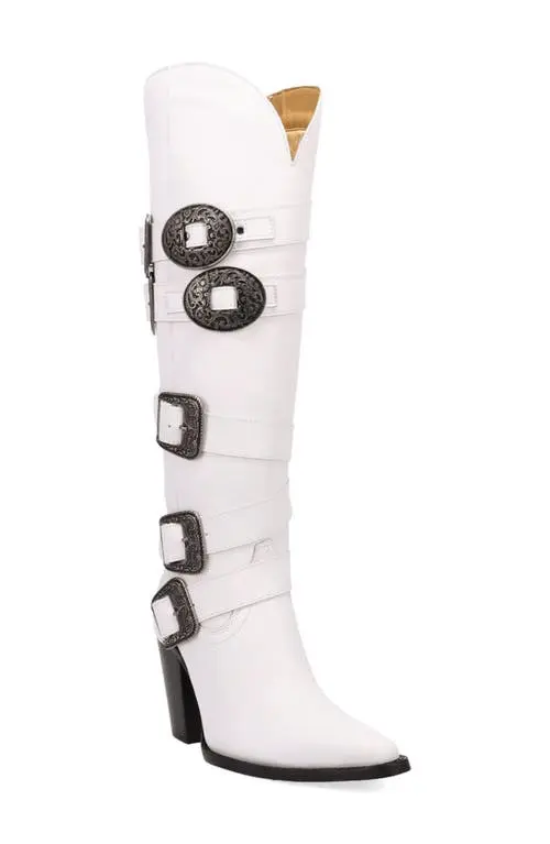 DINGO Spurwest Over The Knee Western Boot - White