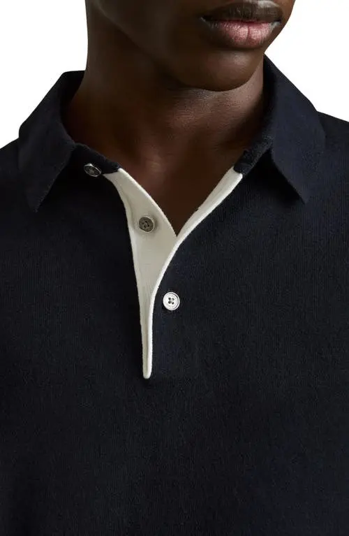REISS Finch Short Sleeve Linen & Cotton Polo Sweater