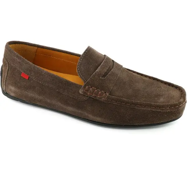 MARC JOSEPH NEW YORK West Village Leather Slip On Penny Loafer - Brown Suede