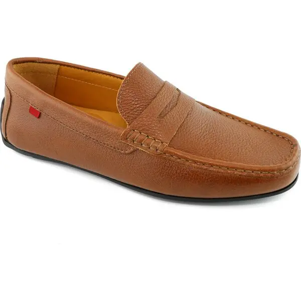 MARC JOSEPH NEW YORK West Village Leather Slip On Penny Loafer - Cognac Grainy Leather