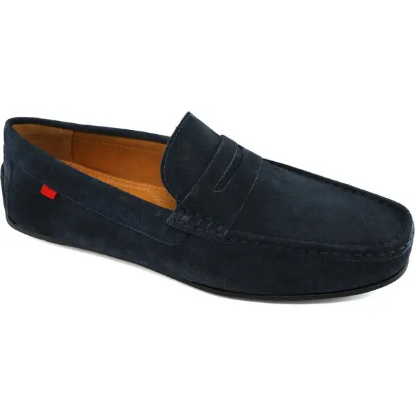 MARC JOSEPH NEW YORK West Village Leather Slip-on Penny Loafer - Navy Suede
