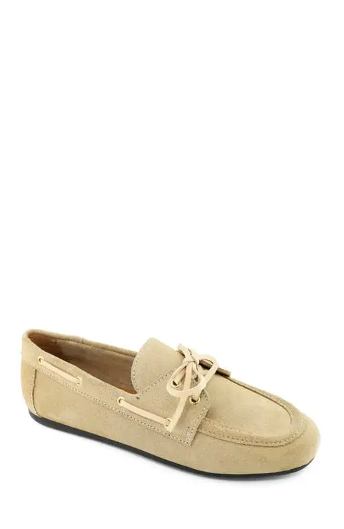 MARC JOSEPH NEW YORK Grove Street Slip On Leather Tiebow Loafer - Beige Suede