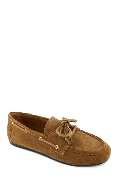 MARC JOSEPH NEW YORK Grove Street Slip On Leather Tiebow Loafer - Cognac Suede
