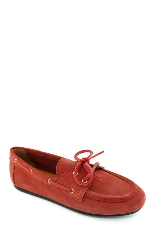 MARC JOSEPH NEW YORK Grove Street Slip On Leather Tiebow Loafer - Red Suede