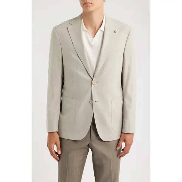 JACK VICTOR Morton Tonal Herringbone Sport Coat - Sand