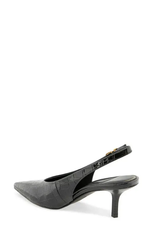 KENNETH COLE Ulysses Pointed Toe Slingback Pump - Black Croco