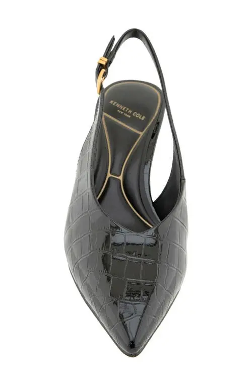 KENNETH COLE Ulysses Pointed Toe Slingback Pump - Black Croco