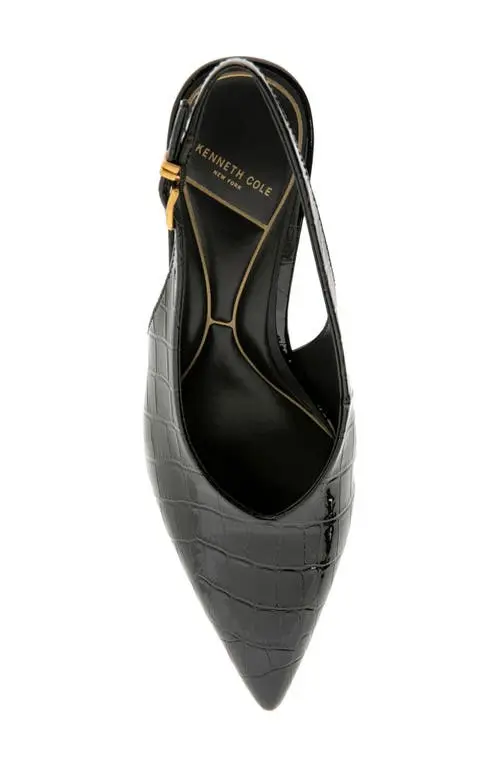 KENNETH COLE Ulysses Pointed Toe Slingback Pump - Black Croco