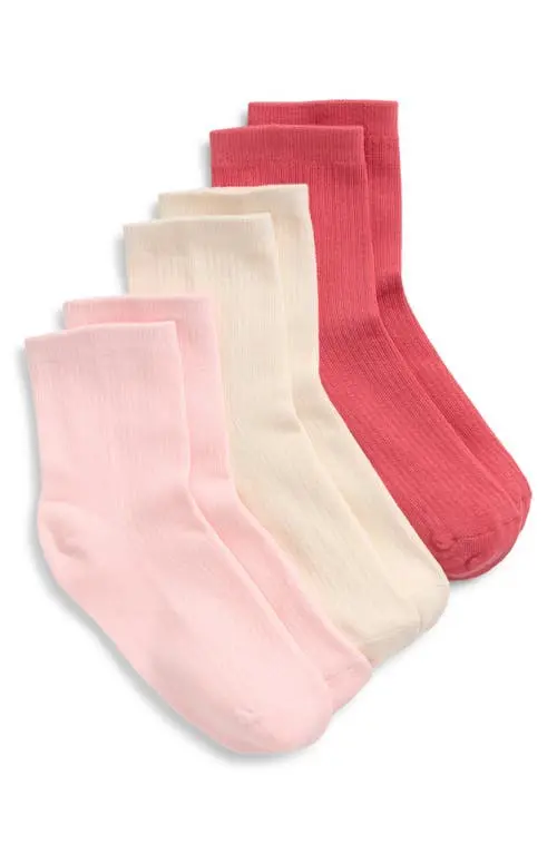 STEMS 3-pack Cotton Blend Ribbed Ankle Socks - Pink