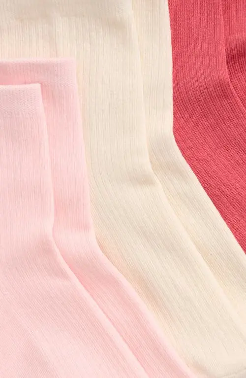 STEMS 3-pack Cotton Blend Ribbed Ankle Socks - Pink