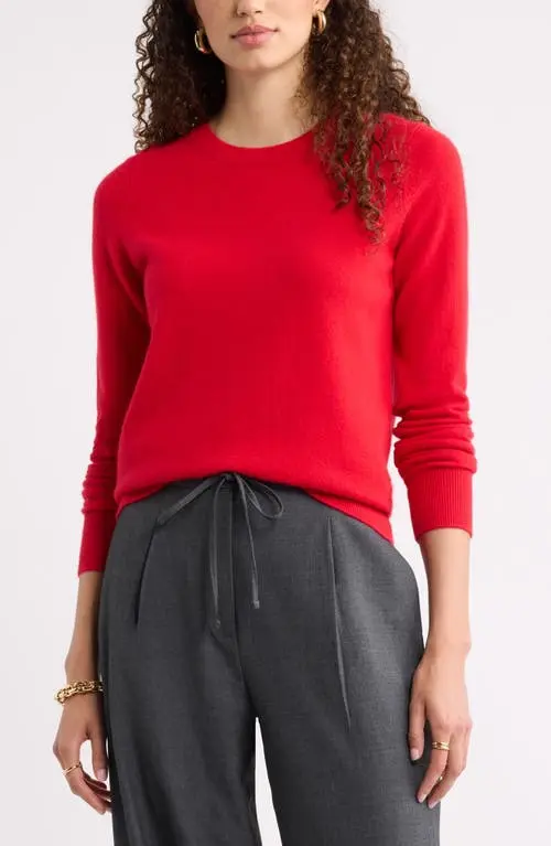 Nordstrom Crewneck Cashmere Sweater - Red Celebration