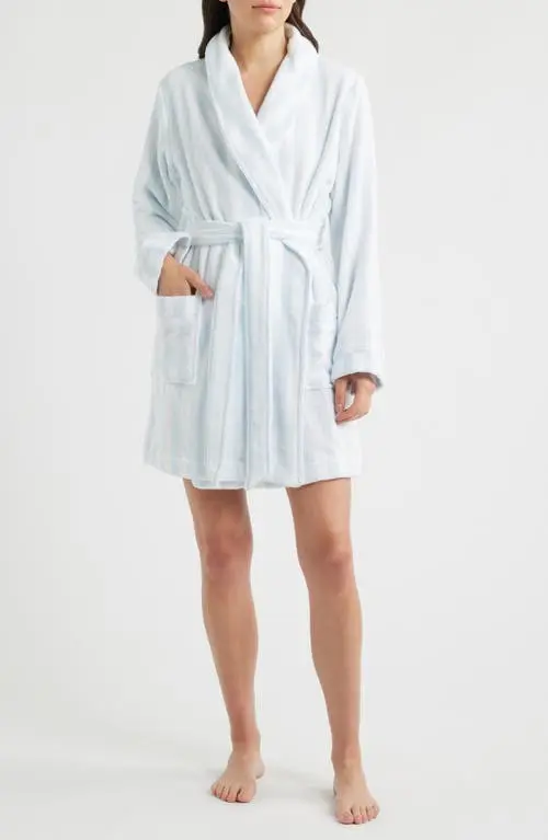 Nordstrom Short Hydro Cotton Terry Robe - White/blue Stripe