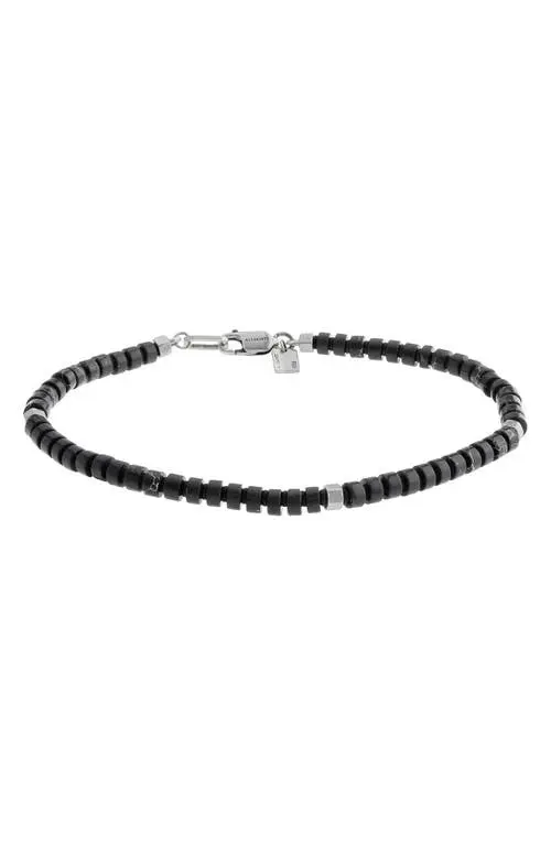 ALLSAINTS Onyx & Sterling Silver Beaded Flex Bracelet - Black/warm Silver