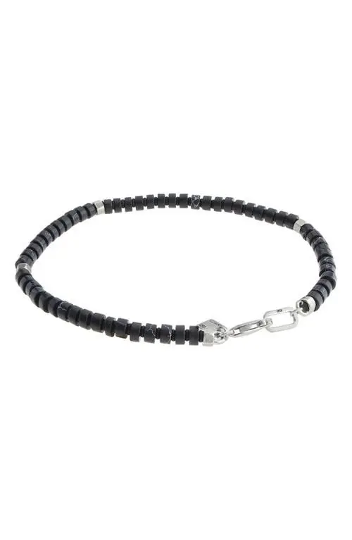 ALLSAINTS Onyx & Sterling Silver Beaded Flex Bracelet