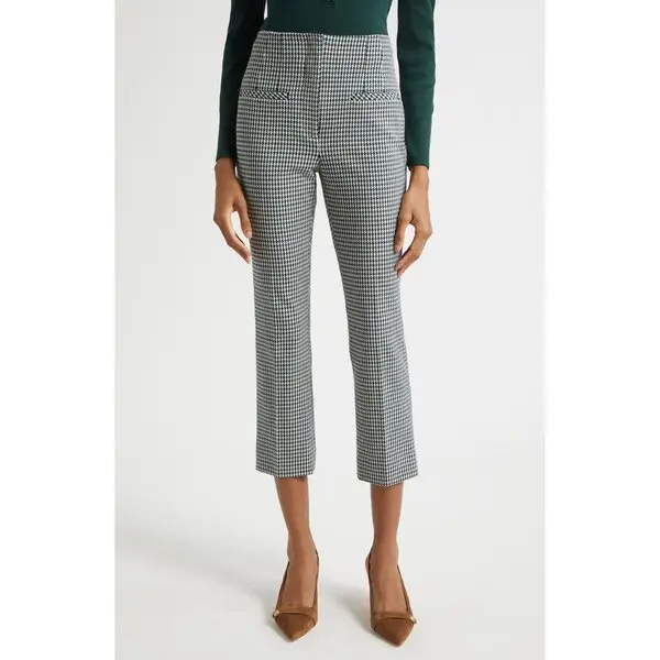Veronica Beard Kean Houndstooth Check Crop Pants