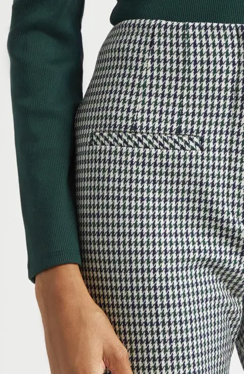 Veronica Beard Kean Houndstooth Check Crop Pants