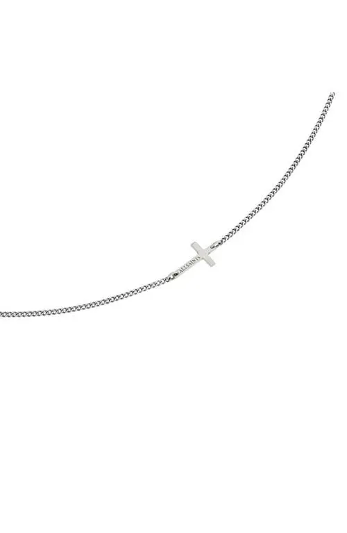 ALLSAINTS Sterling Silver Short Cross Necklace