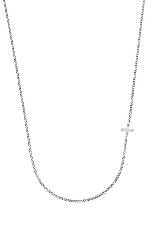 ALLSAINTS Sterling Silver Short Cross Necklace