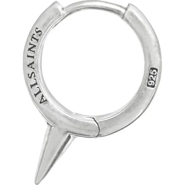 ALLSAINTS Single Sterling Silver Spike Huggie Hoop Earring - Warm Silver