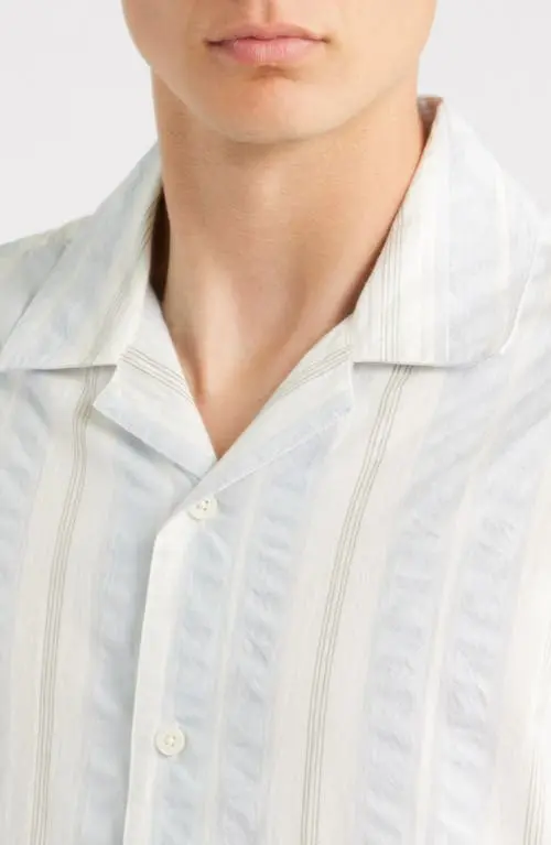WAX LONDON Didicot Stripe Cotton Seersucker Camp Shirt