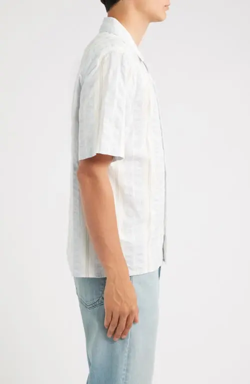 WAX LONDON Didicot Stripe Cotton Seersucker Camp Shirt