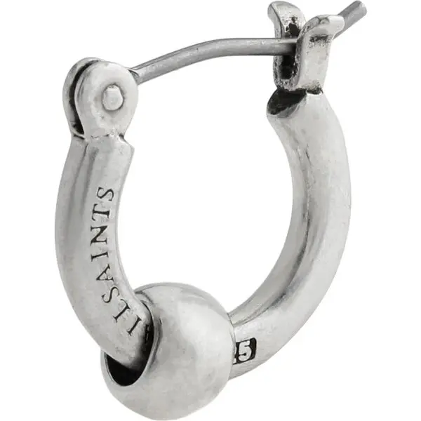 ALLSAINTS Single Sterling Silver Ball Bead Huggie Hoop Earring - Warm Silver