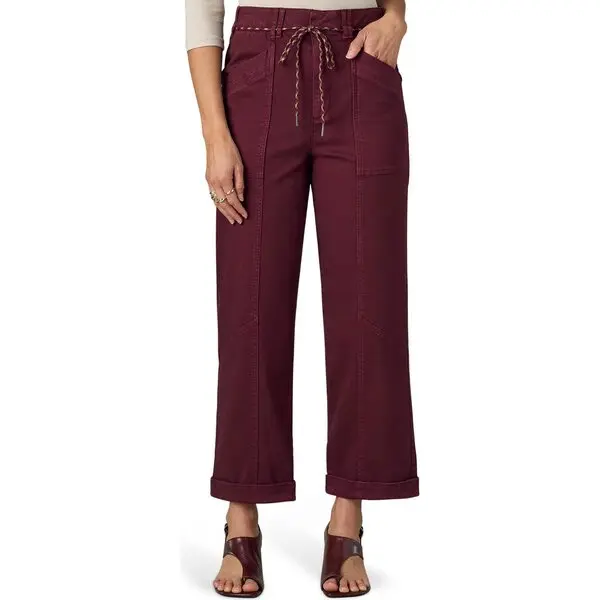 Wit & Wisdom Ultra Skyrise High Waist Relaxed Stretch Cotton Pants - Zinfandel