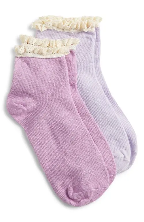STEMS 2-pack Lace Trim Cotton Blend Socks - Violet Haze