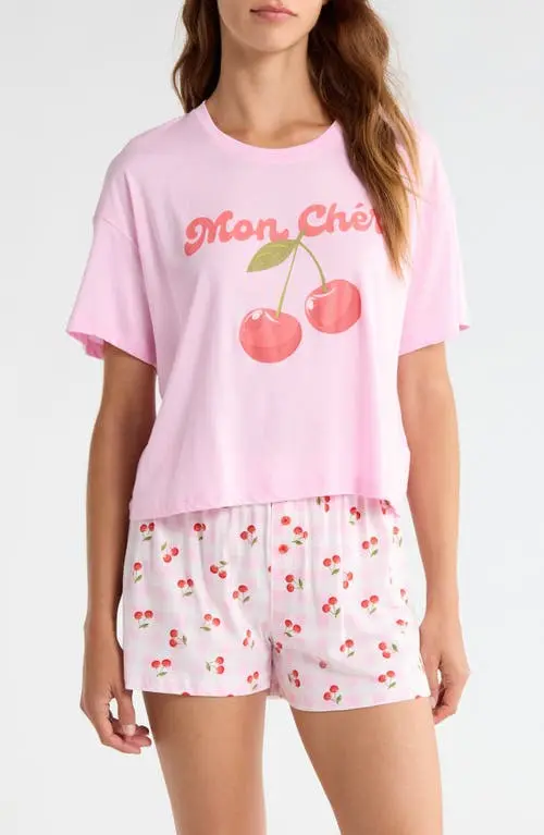 PJ Salvage T-shirt & Boxers Jersey Short Pajamas - Pink