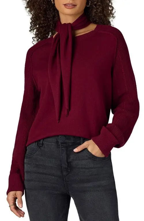 Wit & Wisdom Tie Neck Sweater - Zinfandel