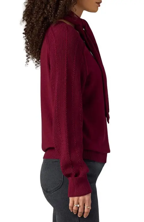 Wit & Wisdom Tie Neck Sweater - Zinfandel