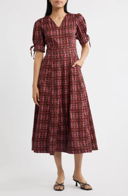 CECE DUPRAZ Balloon Sleeve Midi Dress
