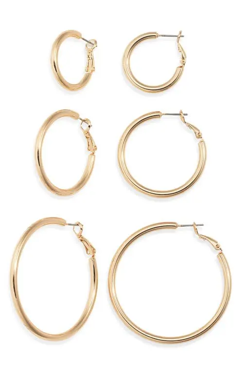Nordstrom Set Of 3 Medium Essential Hoop Earrings - Gold
