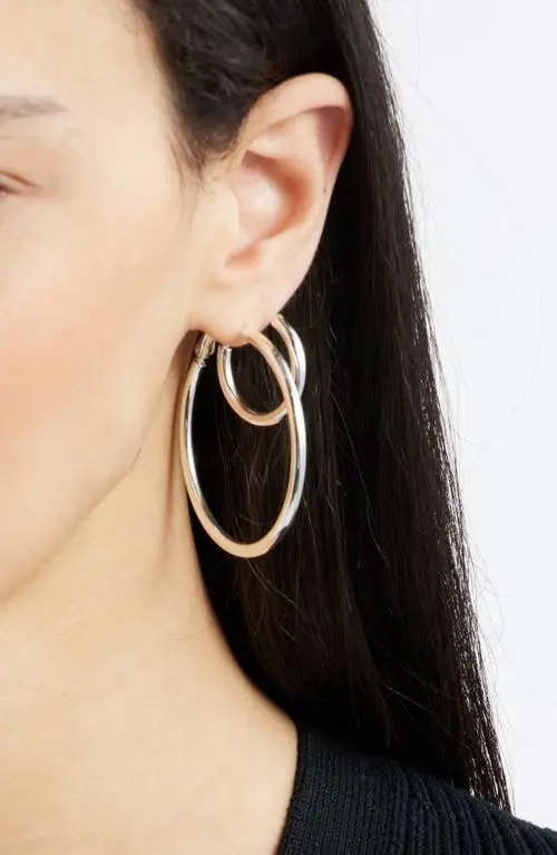Nordstrom Set Of 3 Medium Essential Hoop Earrings - Silver