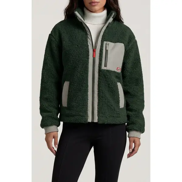 Hunter Emma High Pile Fleece Jacket - Hunter Green