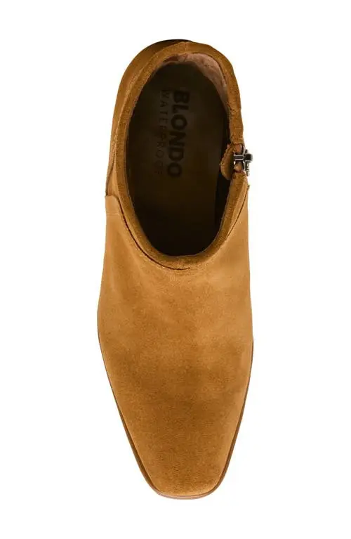 Blondo Marina Waterproof Stretch Suede Block Heel Bootie - Camel Suede