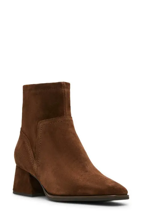 Blondo Marina Waterproof Stretch Suede Block Heel Bootie - Chocolate Suede