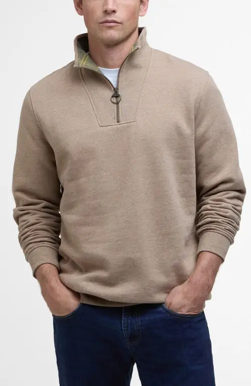 Barbour Nelson Cotton Half Zip Sweatshirt - Stone Marl