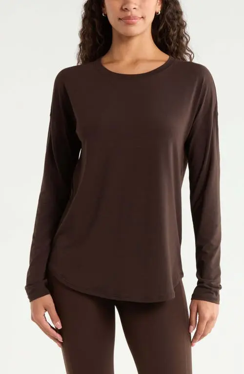 Zella Breathe Long Sleeve Performance T-shirt - Brown Mole