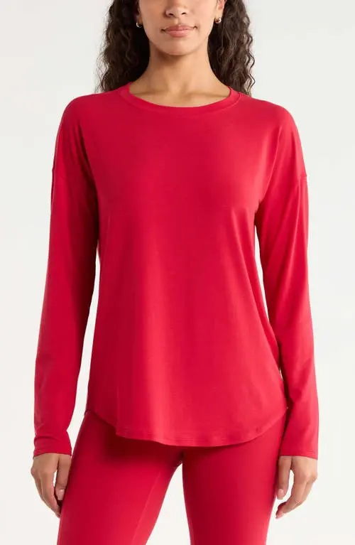 Zella Breathe Long Sleeve Performance T-shirt - Red Jester