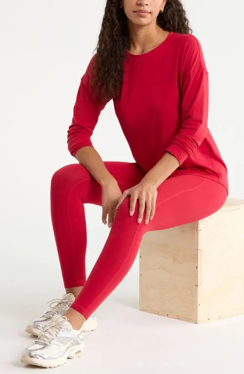 Zella Breathe Long Sleeve Performance T-shirt - Red Jester