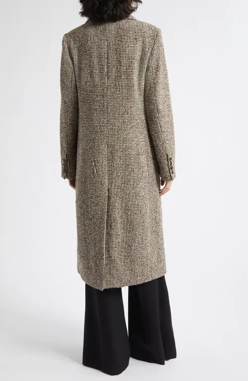 REISS Kai Check Wool Blend Bouclé Coat - Brown Check