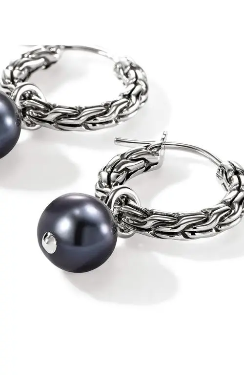 John Hardy Jh Essential Grey Pearl Hoop Earrings
