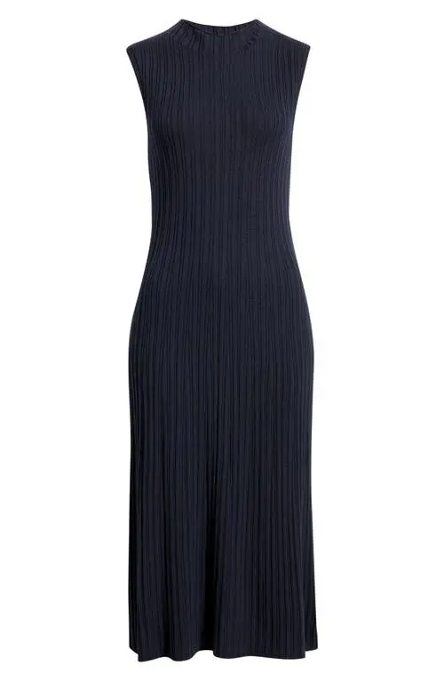 Theory Regal Mock Neck Sleeveless Merino Wool Rib Dress