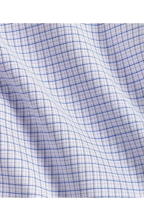 David Donahue Slim Fit Check Stretch Cotton Twill Dress Shirt - White/purple
